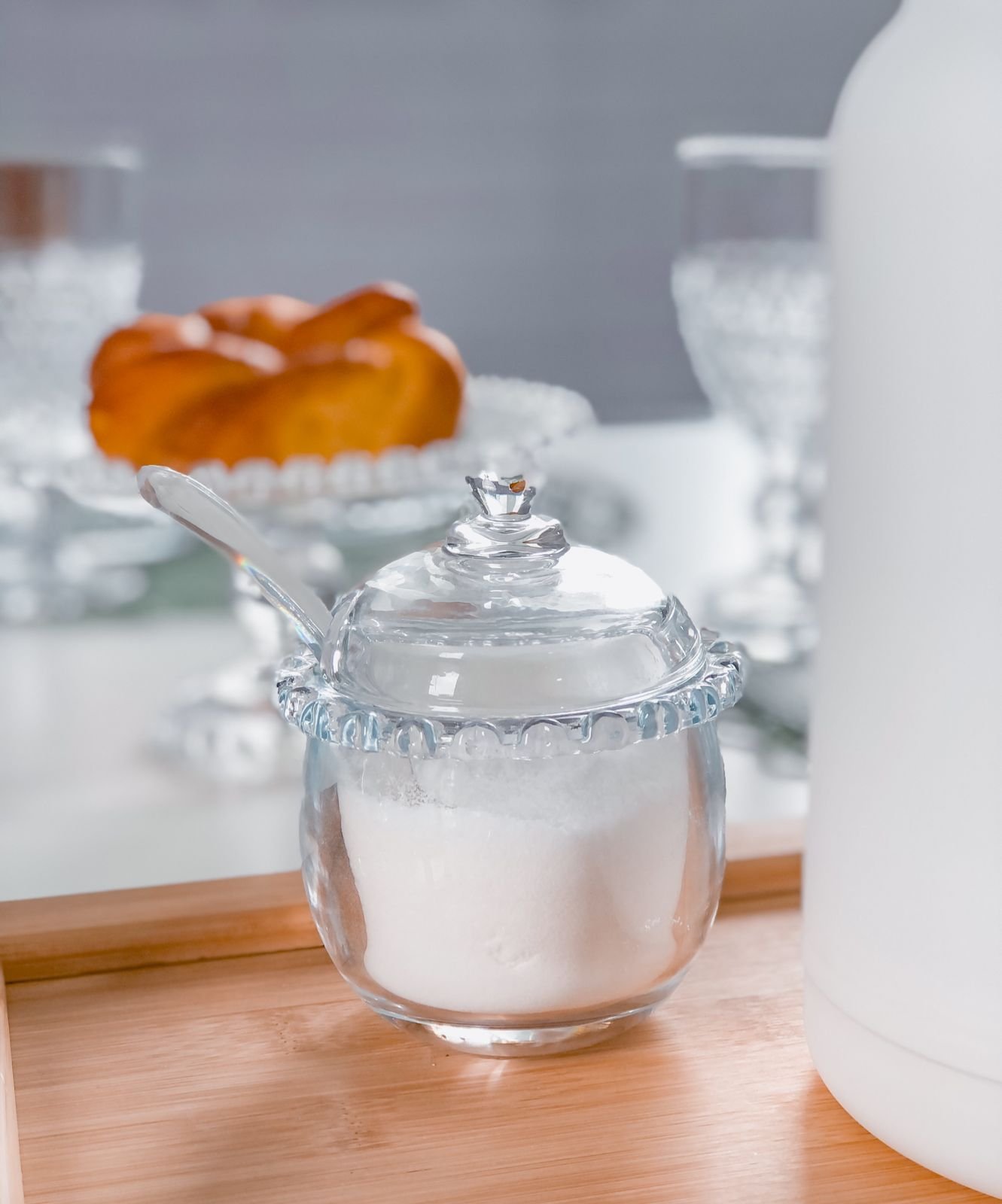 Combo Kit Açucareiro Meleira e Travessa Coração Lyor (3 Peças) Transparente